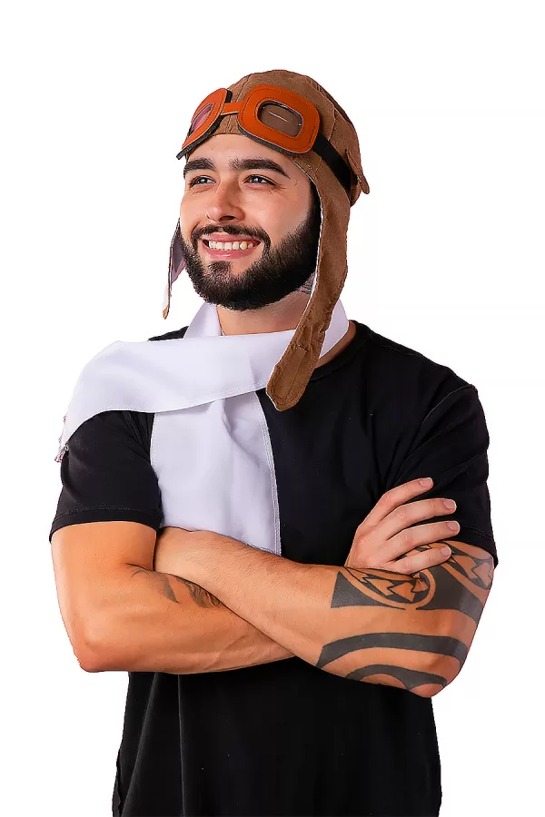Kit Fantasia Adulto Aviador - Com 3 Peças - Emfantasy