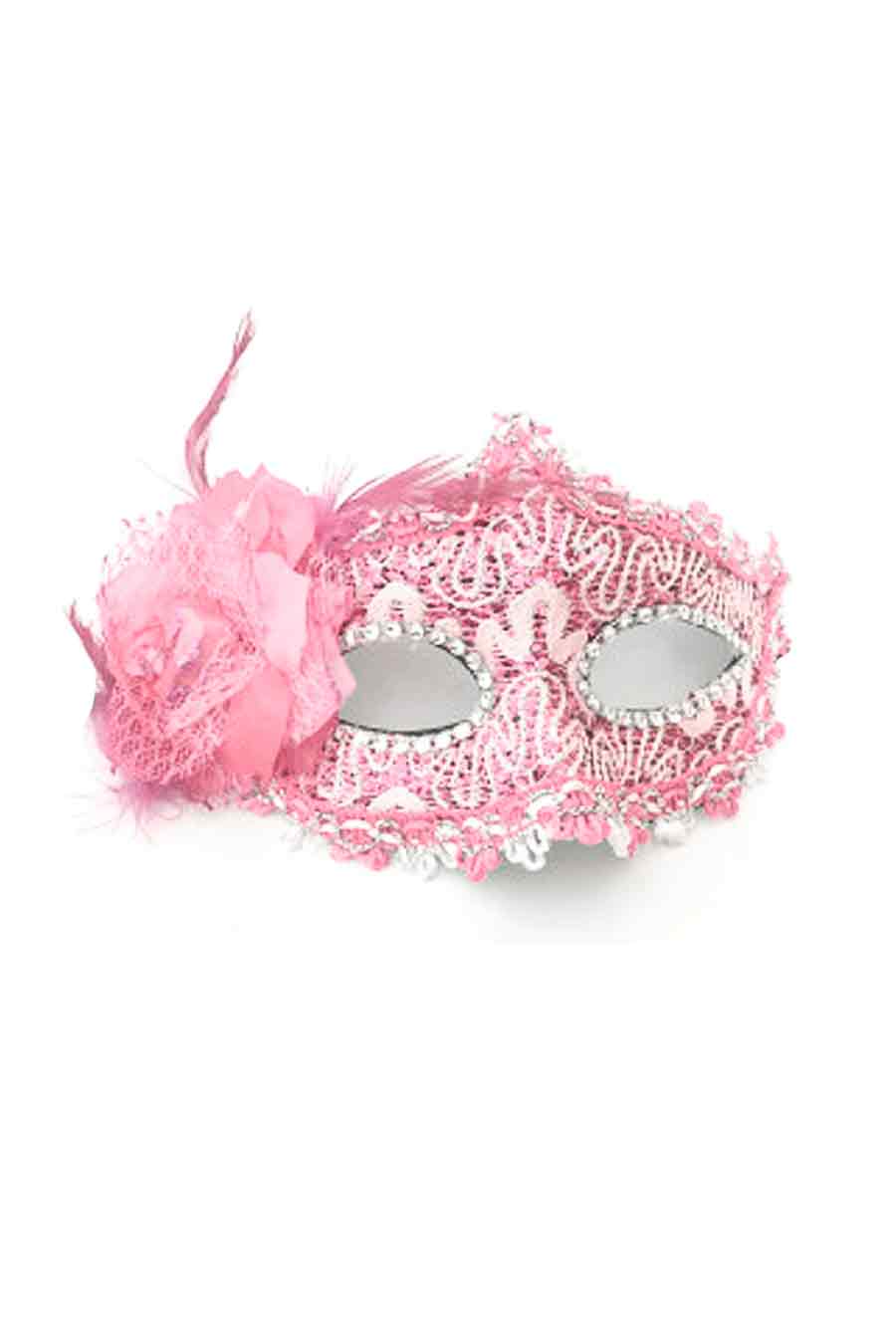 Máscara Veneziana Flor - Rosa - Emfantasy