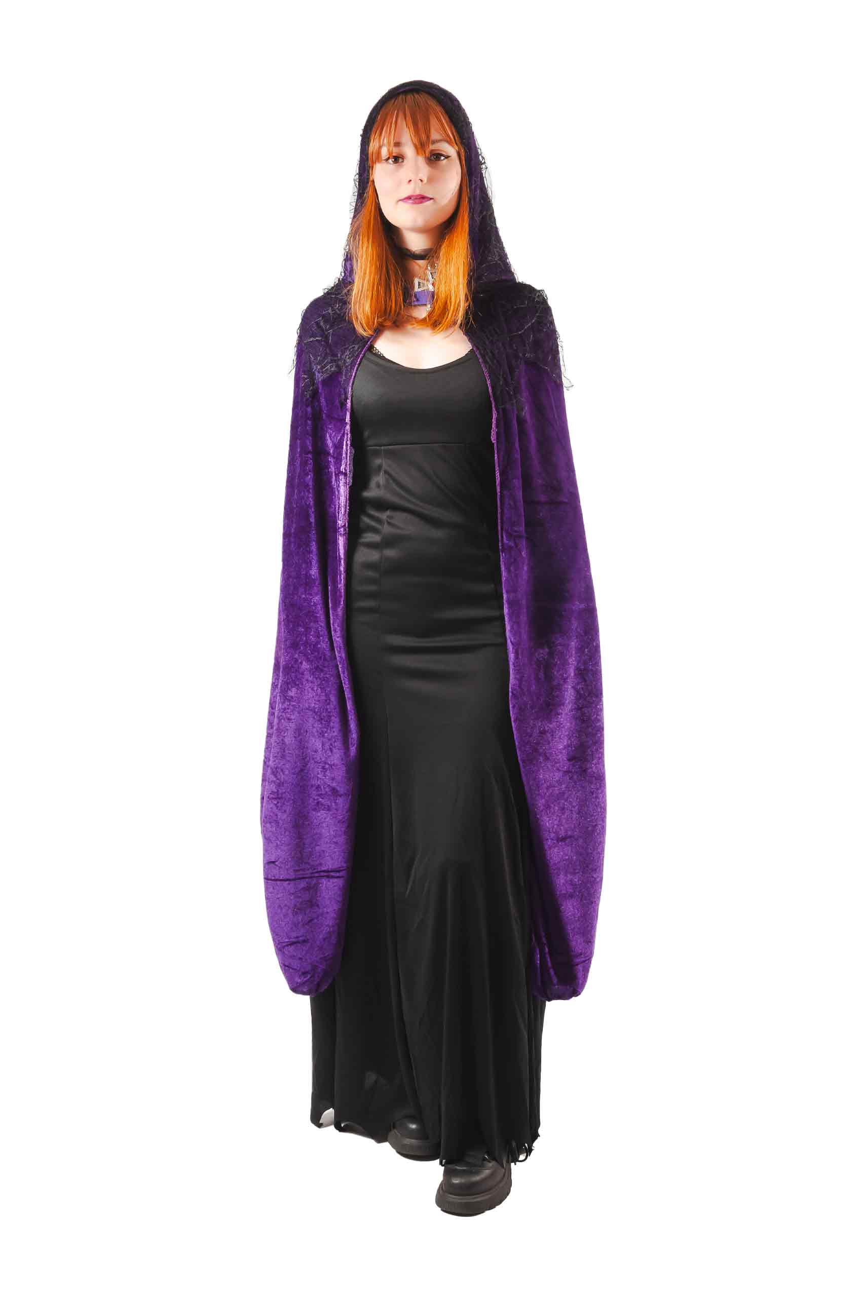 Capa Adulto Veludo com Capuz e Renda - Roxo - Emfantasy